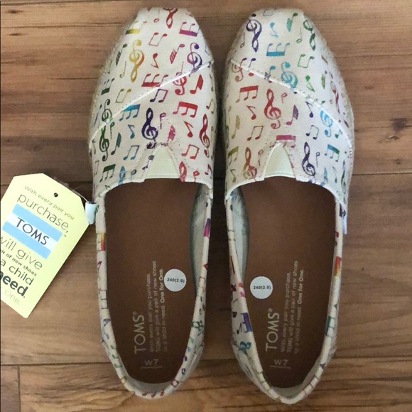 Toms | Shoes | Super Rare Brand New Rainbow Music Notes Toms Size 7 ...